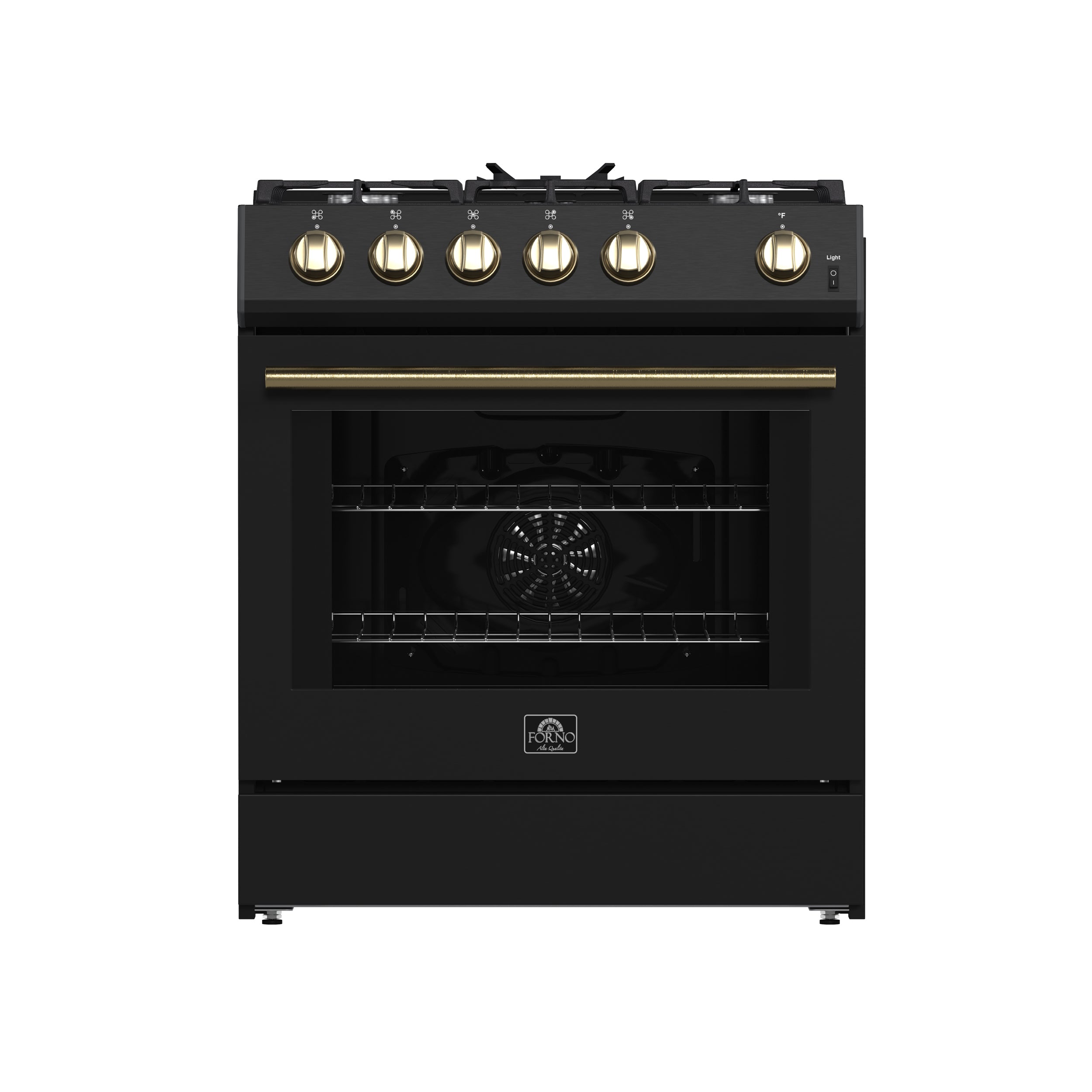 Forno Leonardo Espresso 30-Inch Black Gas Range, 5 Burners, 39,500 BTU ...